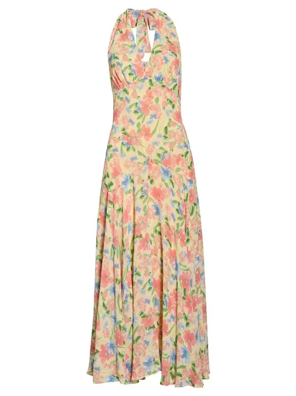REFORMATION Briony Floral Halter Neck Maxi Dress - Spring Fling