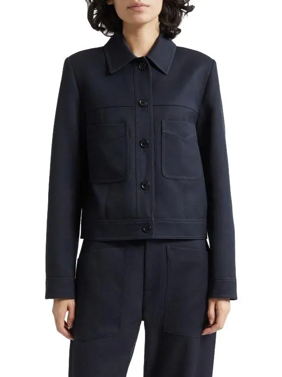 NILI LOTAN Susannah Virgin Wool Cropped Jacket - Midnight