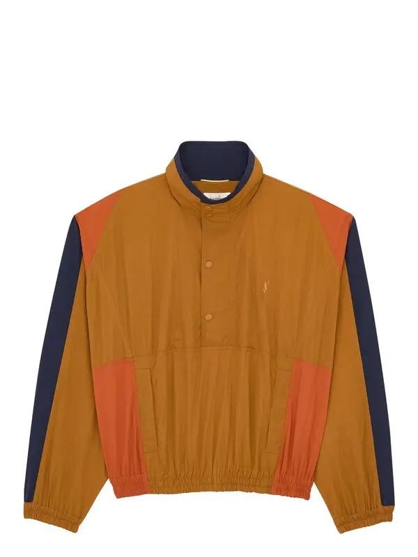 Saint Laurent Cassandre Windbreaker In Nylon Faille - Ocre Doree