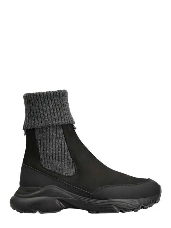 TOD'S Leather Knitted Chelsea Boots - Multicolor