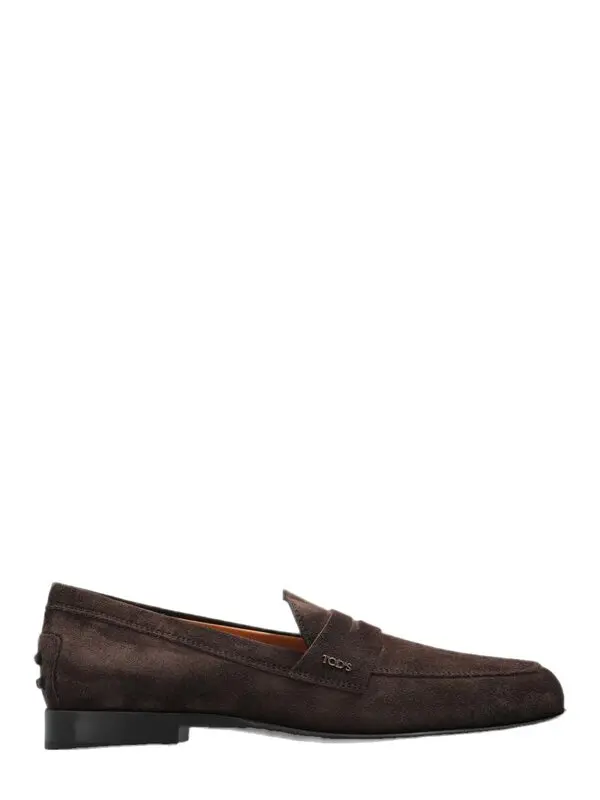 TOD'S Suede Loafers With Gold-tone Logo Plaque - Multicolor
