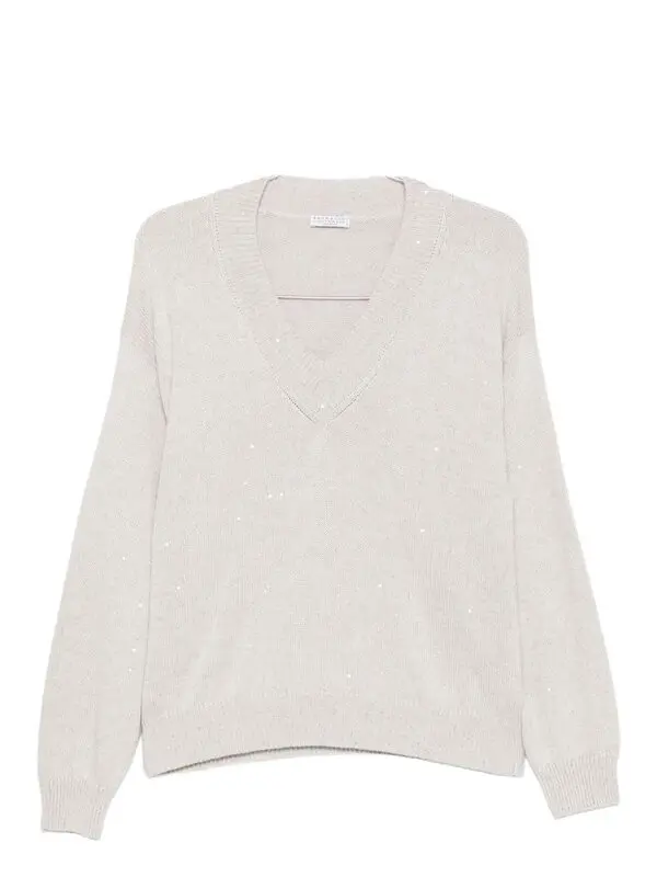 Brunello Cucinelli Cashmere And Silk Blend Sweater With Sequin Embellishment - Multicolor