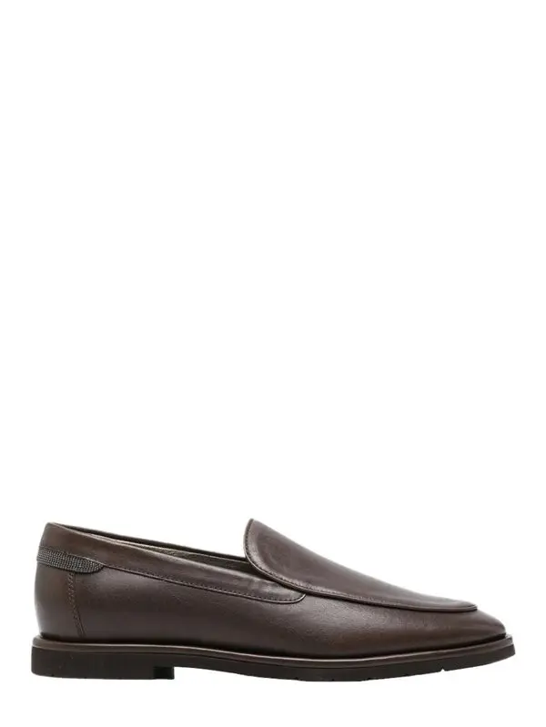 Brunello Cucinelli Leather Loafers With Beaded Trim - Multicolor