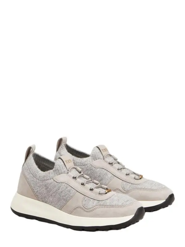 TOD'S Knit And Suede Sneakers With Drawstring Fastening - Multicolor