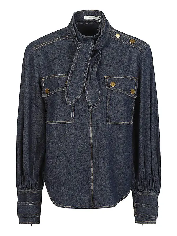 Zimmermann Denim Cargo Blouse - Multicolor