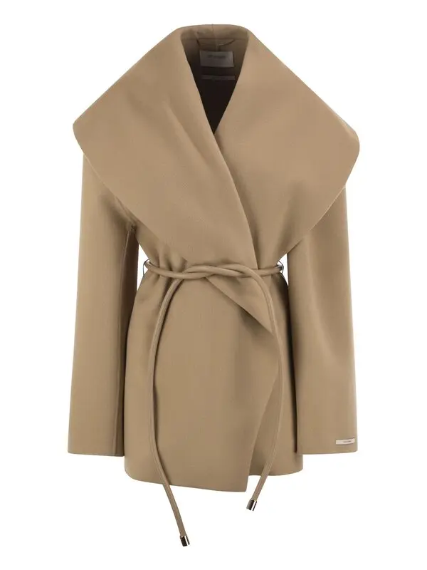 Sportmax Virgin Wool Wrap Short Coat - Black