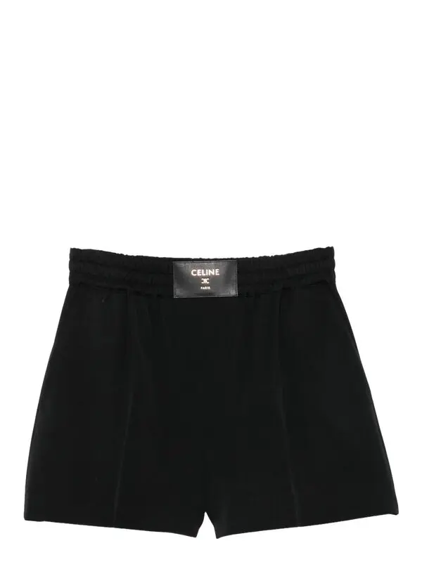 Celine Logo Wool Shorts - Black