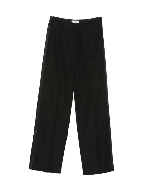 FORTE_FORTE Wool Blend Trousers With Satin Trim - Multicolor
