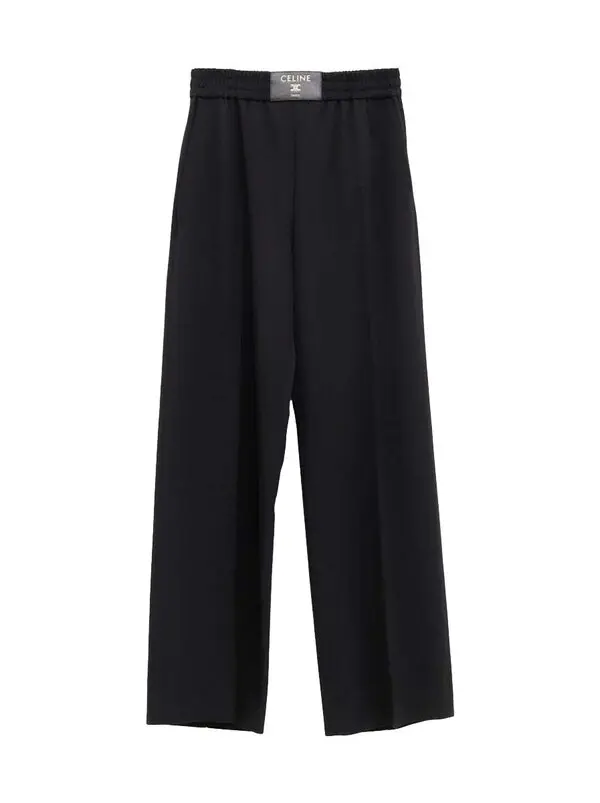 Celine Wool Trousers With Logo Patch - Multicolor