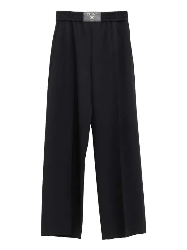 Celine Wool Trousers With Logo Patch - Multicolor
