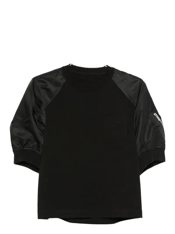 Sacai Crew Neck Short Puffed Sleeve Top With Sleeve Pocket - Multicolor
