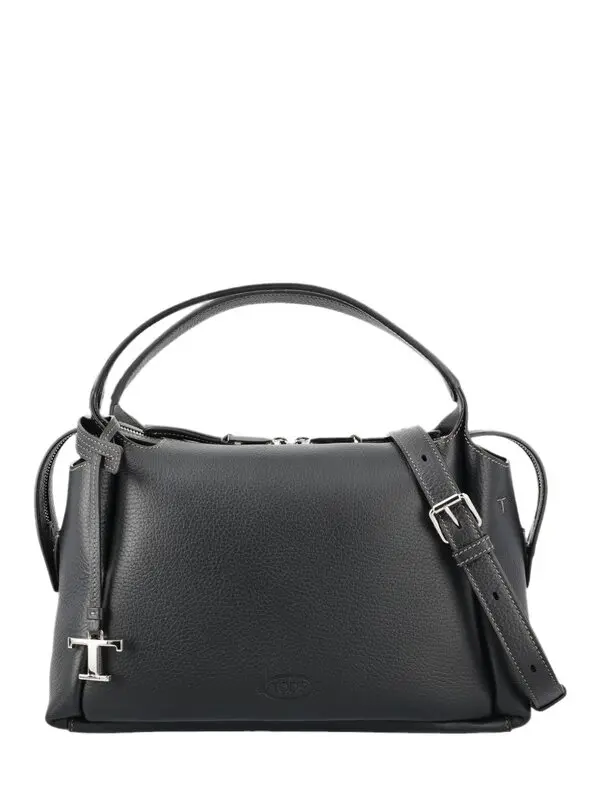 TOD'S Textured Leather Top Handle Bag With Silver-tone Pendant - Multicolor