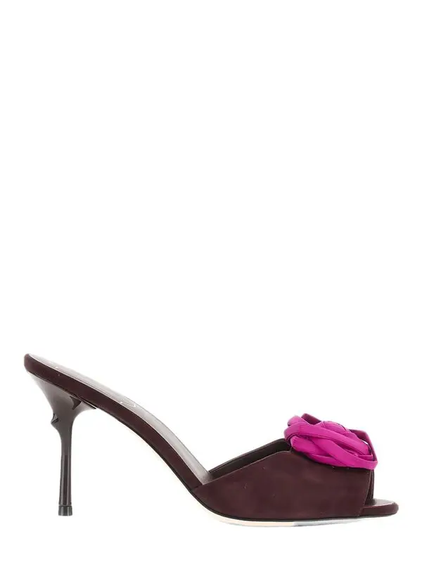 ROGER VIVIER Epine Rose Leather Mules - Multicolor