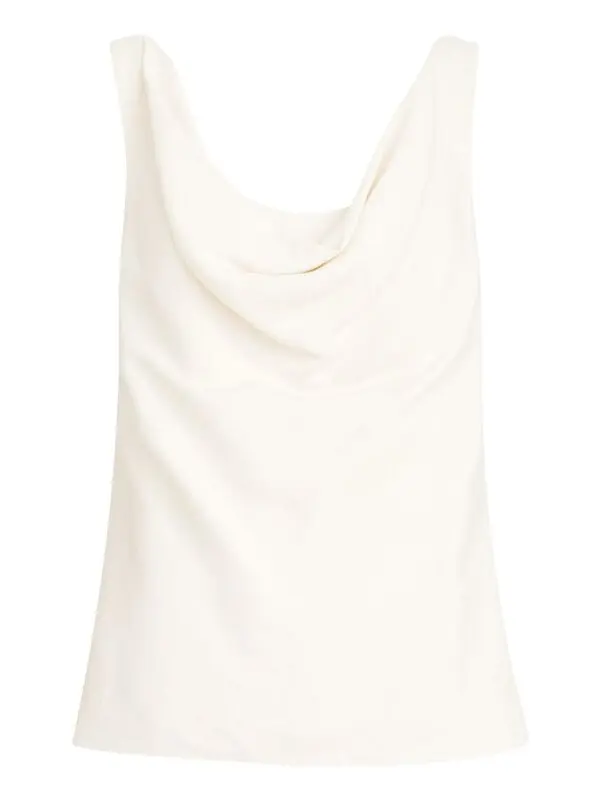 Brunello Cucinelli Linen Blend Cowl Neck Tank Top - Multicolor