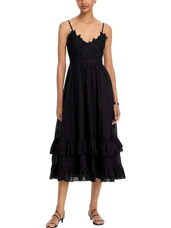 Aqua Lace Bodice Maxi Dress - Black