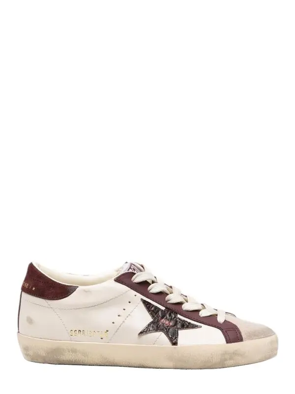 GOLDEN GOOSE Low-top Leather Sneakers With Star Detail - Bordeaux