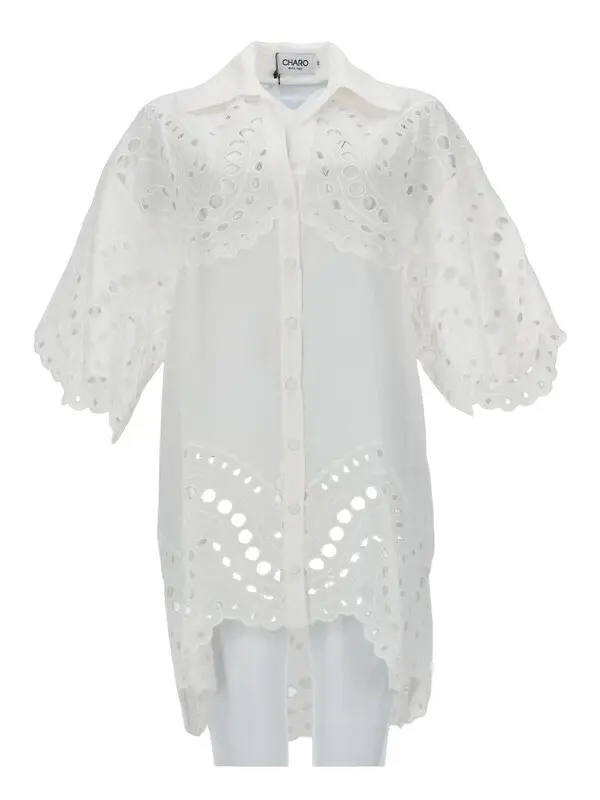 Charo Ruiz Ibiza Embroidered Lace Shirt - White