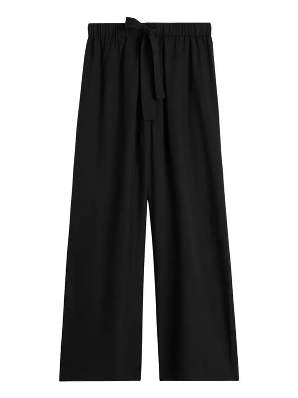 TOTEME Silk Drawstring Trousers With Embroidered Logo Back Patches - Black