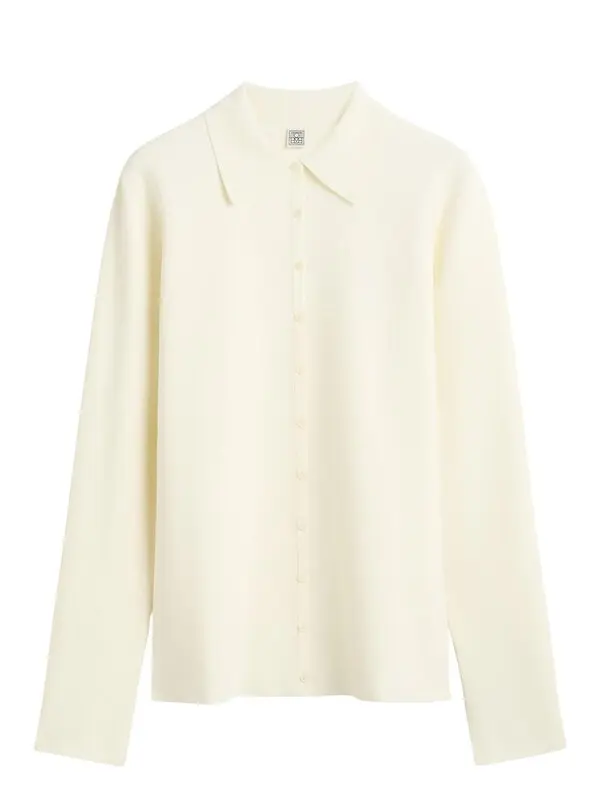 TOTEME Viscose Knit Cardigan With Classic Collar - White