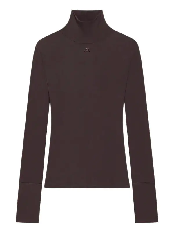 COURREGES High-neck Long Sleeve T-shirt With Buttoned Cuffs - Red