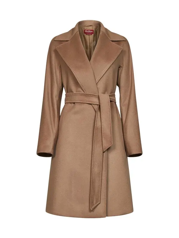 Max Mara Belted Wrap Coat In Pure Virgin Wool - Multicolor
