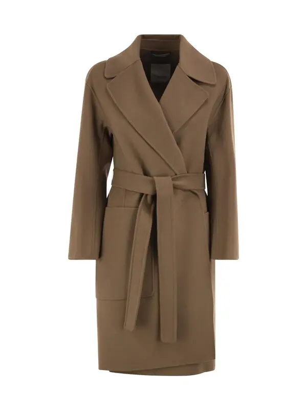 Max Mara S Virgin Wool Wrap Coat - Brown