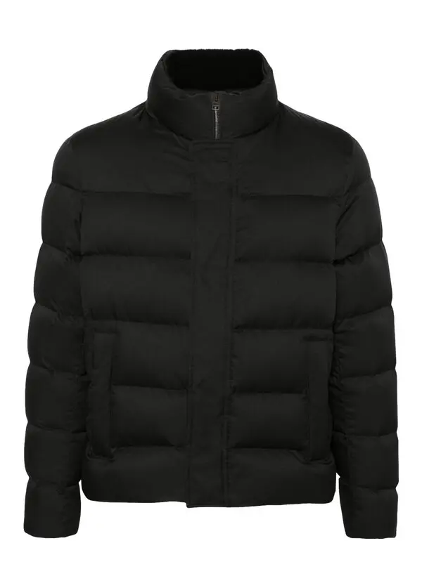 Herno Black Goose Down Padded Jacket With Faux Fur Trim - Multicolor
