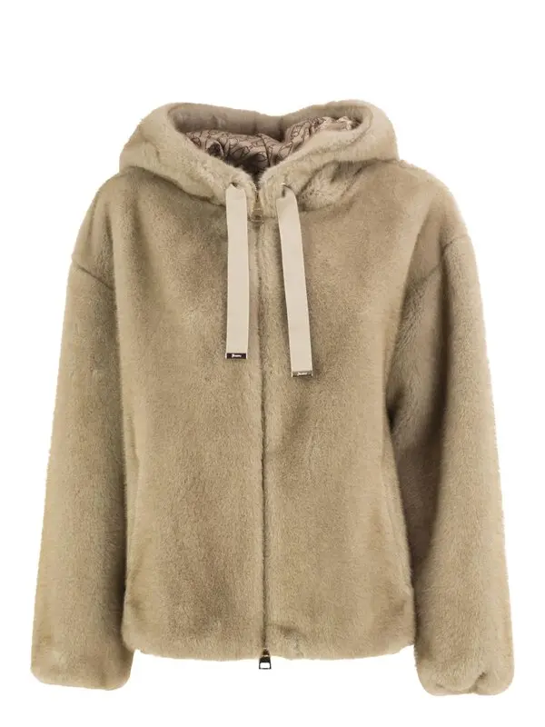 Herno Faux Fur Hooded Jacket - Cream