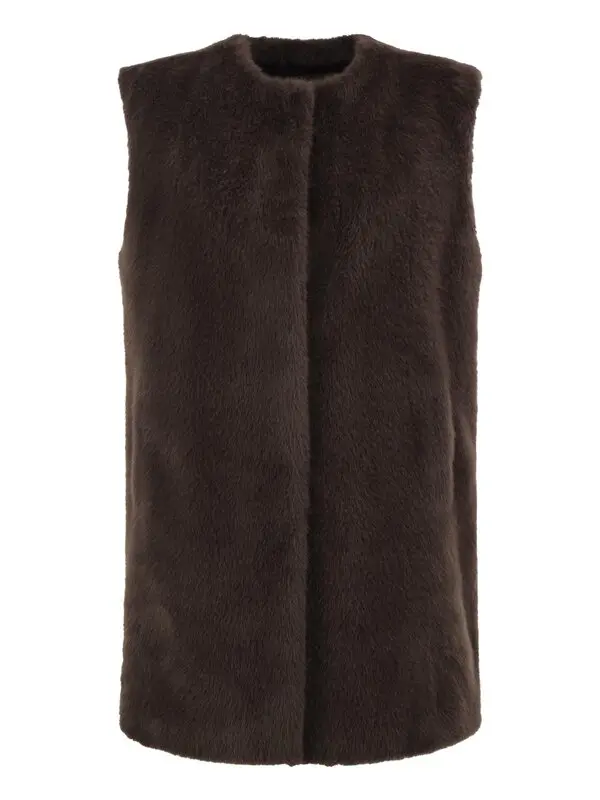 Herno Long Faux Fur-effect Gilet - Brown
