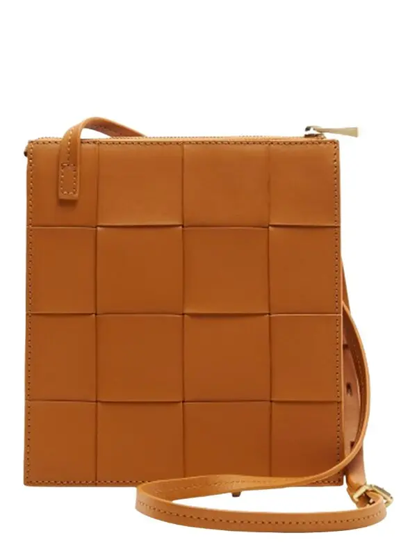 Écotorie Polly Woven Leather Shoulder Bag - Orange