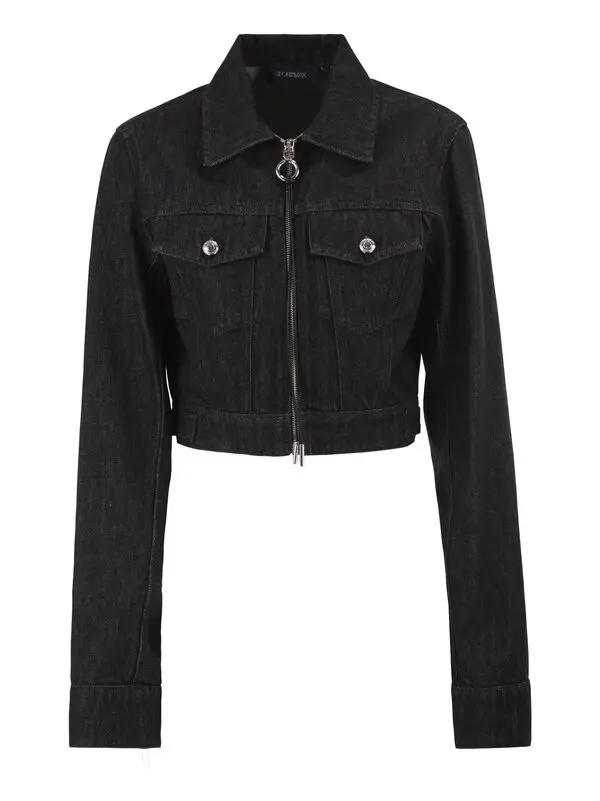 Sportmax Cropped Cotton Denim Zip Jacket - Multicolor