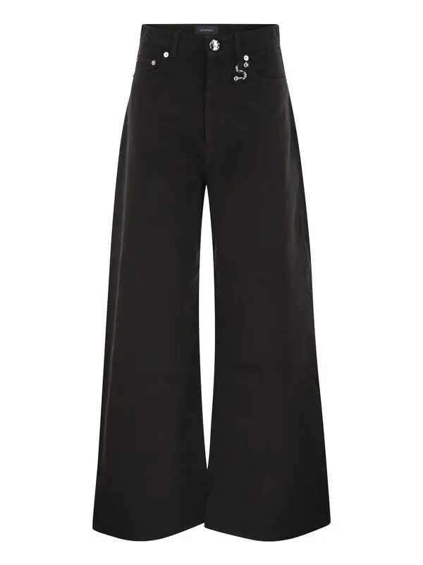 Sportmax Wide-leg Cotton Denim Jeans With Signature Metal Detail - Black