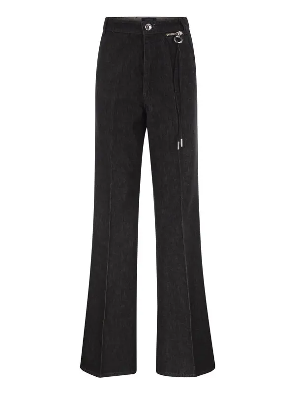 Sportmax Flared Cotton Denim Jeans With Signature Metal Details - Multicolor