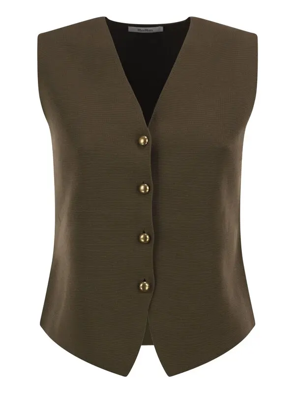 Max Mara Viscose Knit Waistcoat With Gold-tone Buttons - Yellow