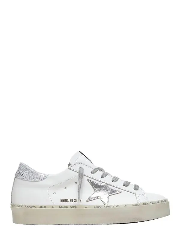 GOLDEN GOOSE White Hi Star Sneakers With Metallic Silver Accents - Multicolor
