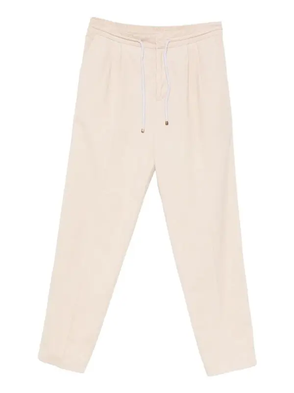 Brunello Cucinelli Beige Corduroy Trousers With Drawstring Waist - Multicolor