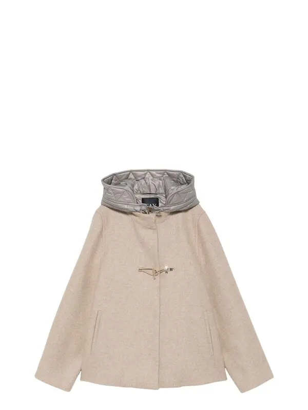 FAY Wool Hooded Cape With Toggle Fastening And Drawstring Hood - Multicolor
