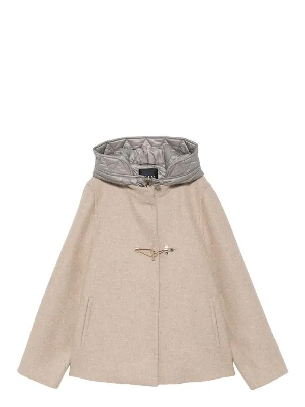 FAY Wool Hooded Cape With Toggle Fastening And Drawstring Hood - Multicolor