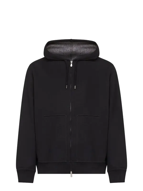 Brunello Cucinelli Black Double Fleece Zip-up Hoodie - Multicolor