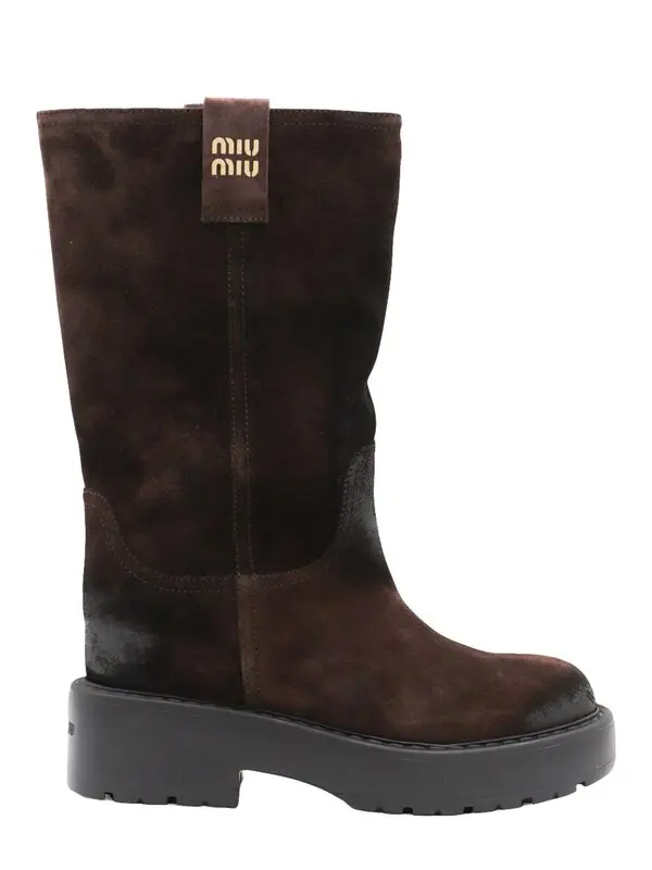 Miu Miu Suede Boots - Brown