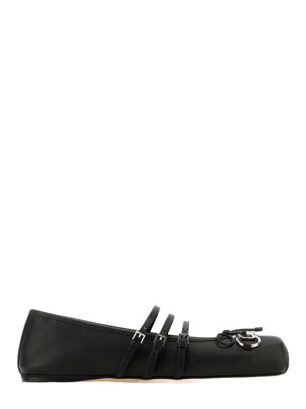 Gucci Lambskin Ballet Flats With Horsebit Detail - Black