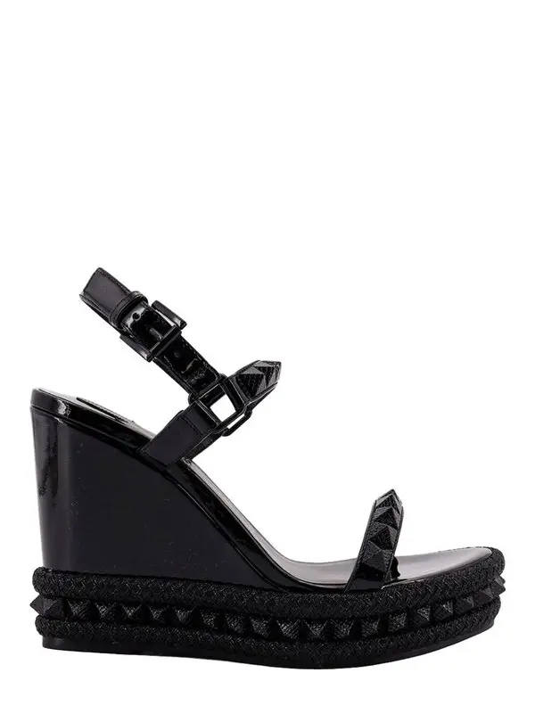 CHRISTIAN LOUBOUTIN Studded Wedge Sandals - Black