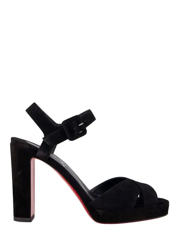 CHRISTIAN LOUBOUTIN Suede Heeled Sandals - Black