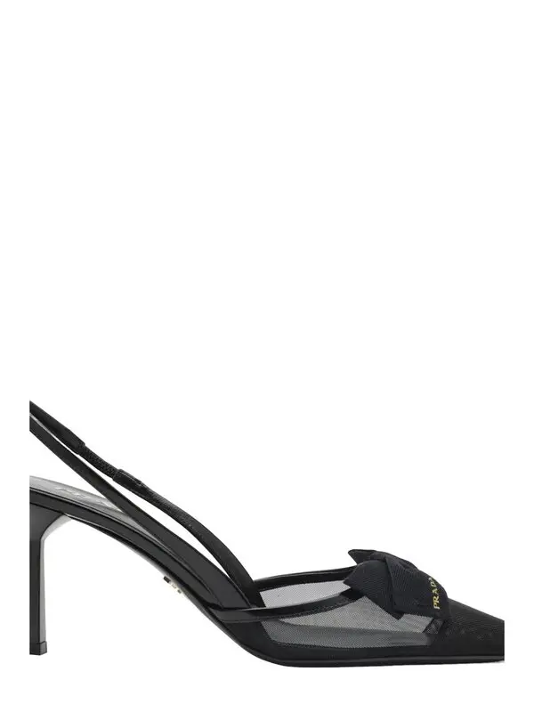 Prada Bow Embellished Slingback Pumps - Black