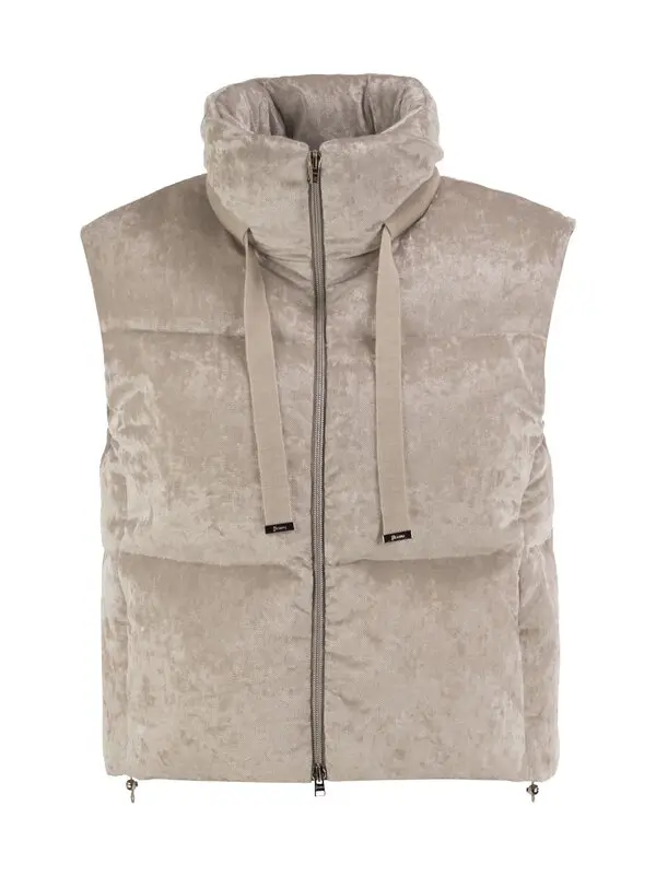 Herno Velvet-effect Padded Gilet - Cream