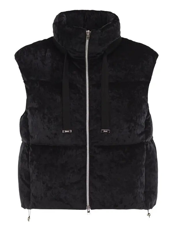 Herno Velvet-effect Padded Gilet - Black