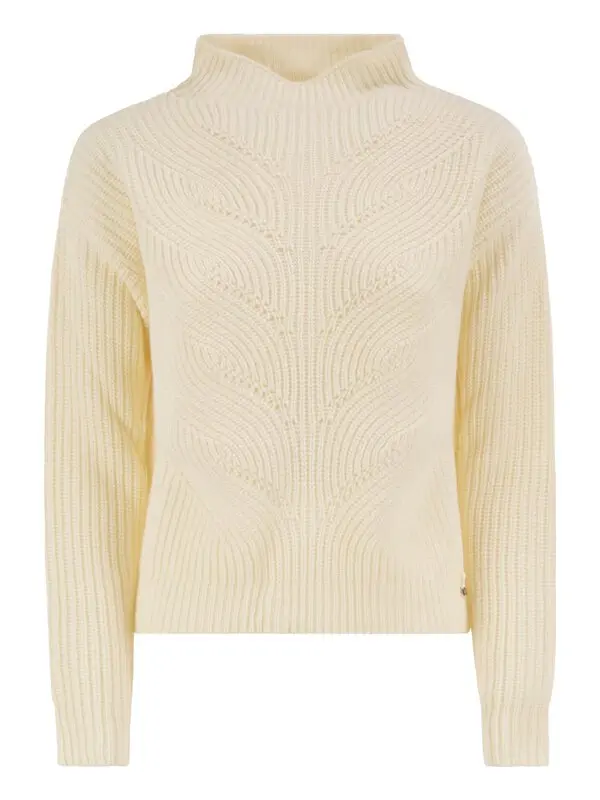 Herno Pure Wool Textured Knit High Neck Jumper - Cream