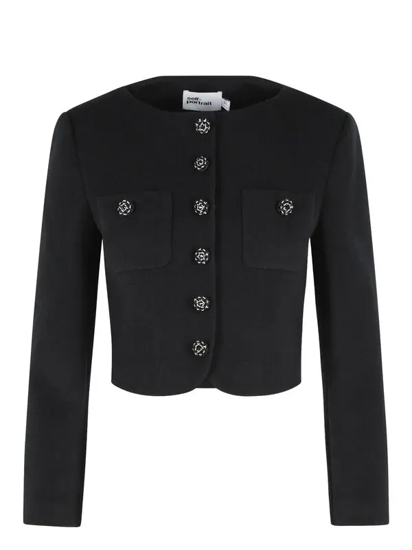 SELF-PORTRAIT Wool Blend Padded Jacket - Black