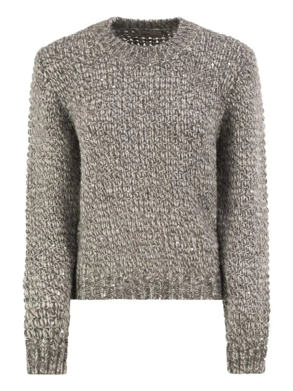 Herno Alpaca-blend Sequined Jumper - Gray
