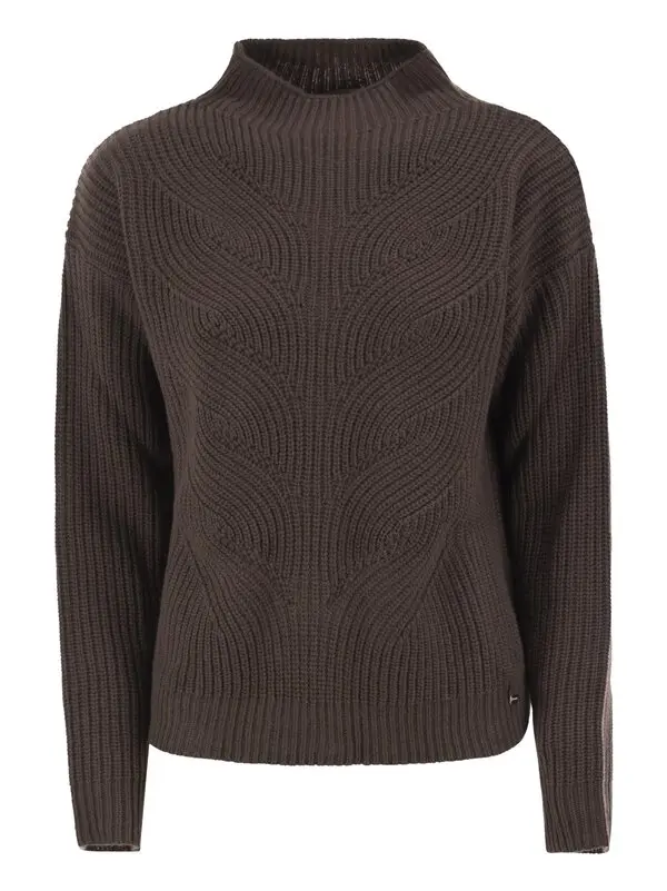 Herno Pure Wool Textured High Neck Jumper - Brown